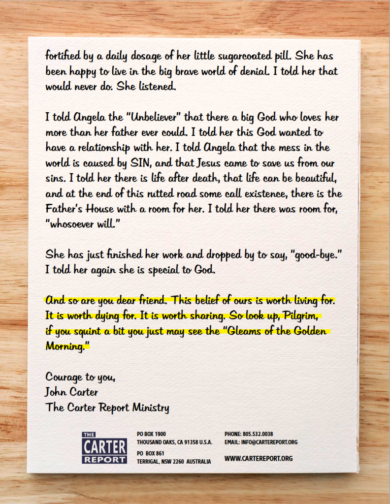 A Sinner’s Letter – The Carter Report